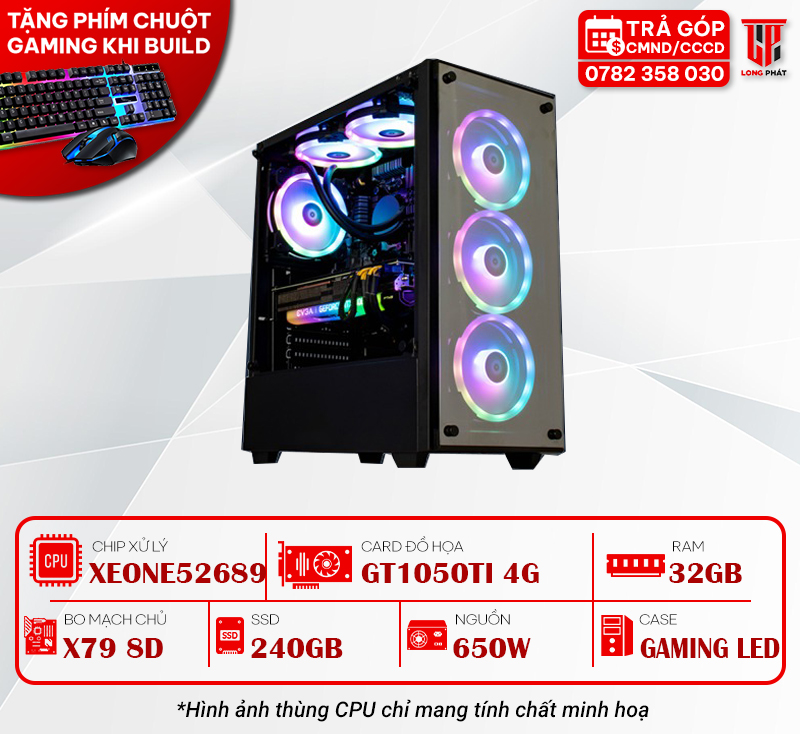 MÁY BỘ GAMING X7902 : 2x XEON E5 2689/X79/32G/GTX1050ti 4G/ 240G/650W